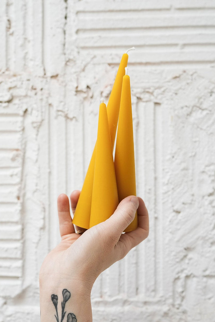 3 Sisters Pure Beeswax Cone Candle Set – Clean Burning & Handcrafted ...